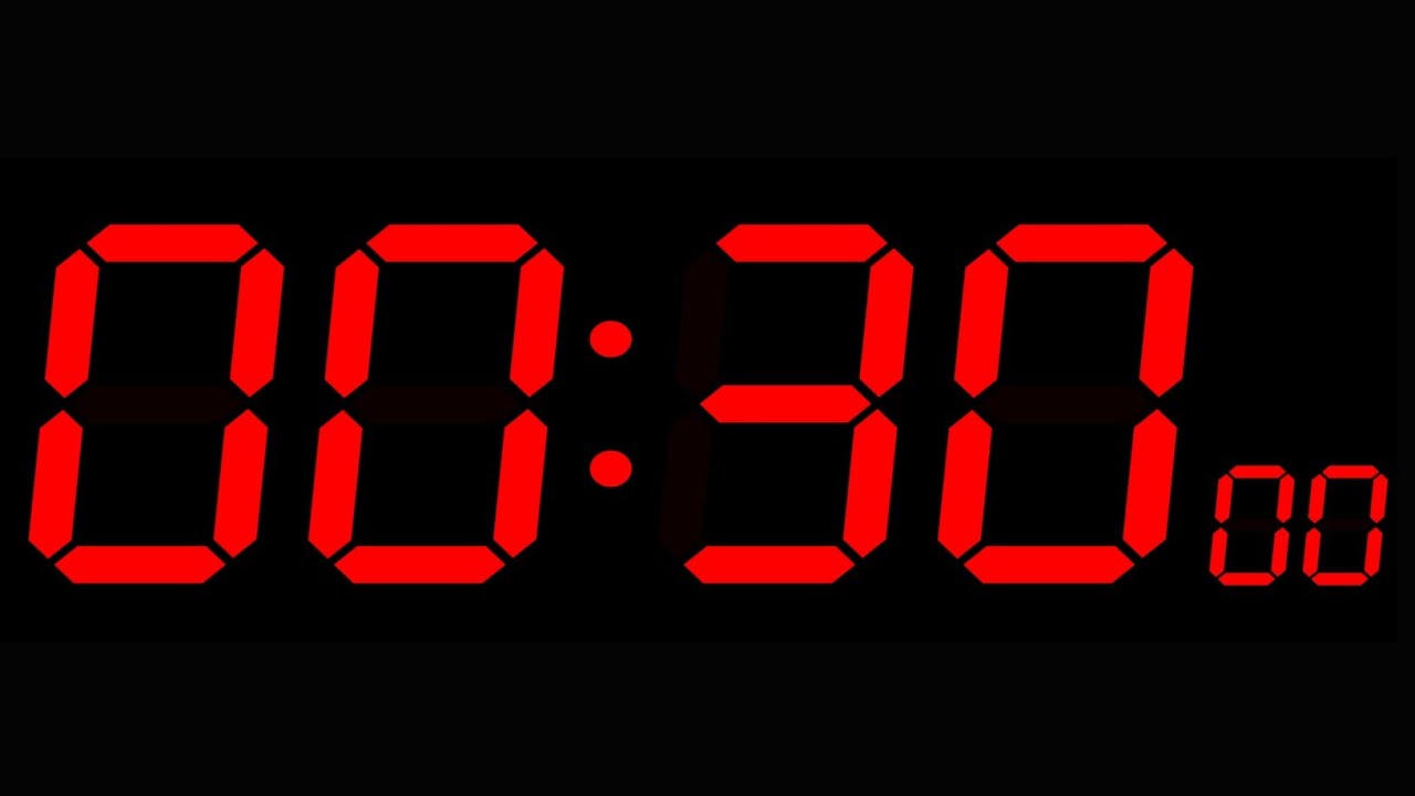 30 Second Timer (Alarm at the end) / 30 Second Countdown Timer ( Digit Red Color, Black Background)