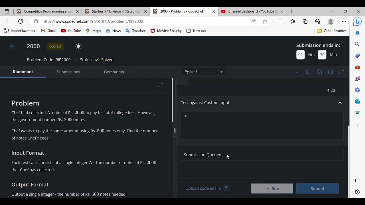 2000  problem CodeChef in python3.