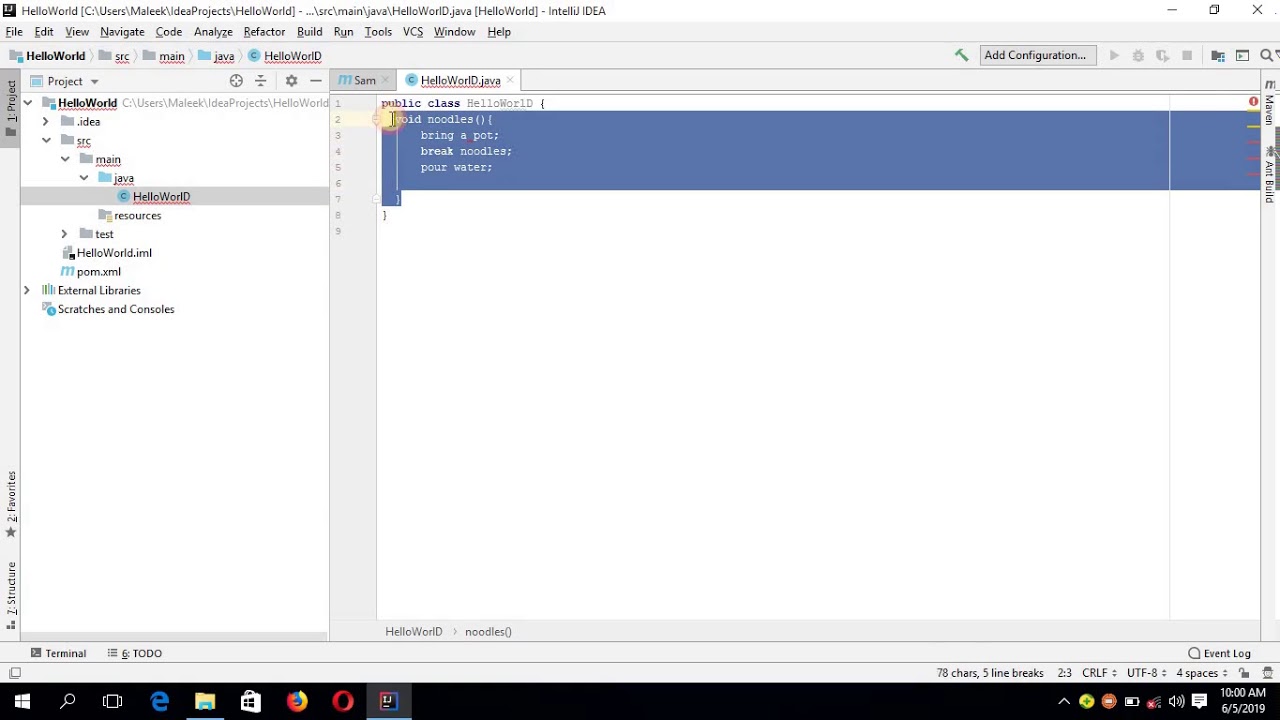Learn Java (2019 Beginner programming tutorial 3) Hello World program