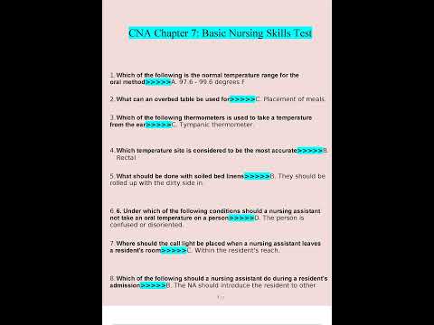 CNA Chapter 7 exam  questions verified with 100% correct answers