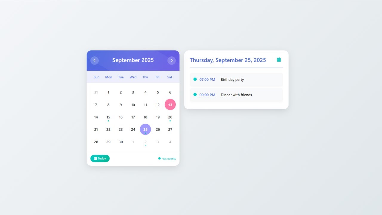 🚀 How to Build a Modern Event Calendar with HTML, CSS & JavaScript
