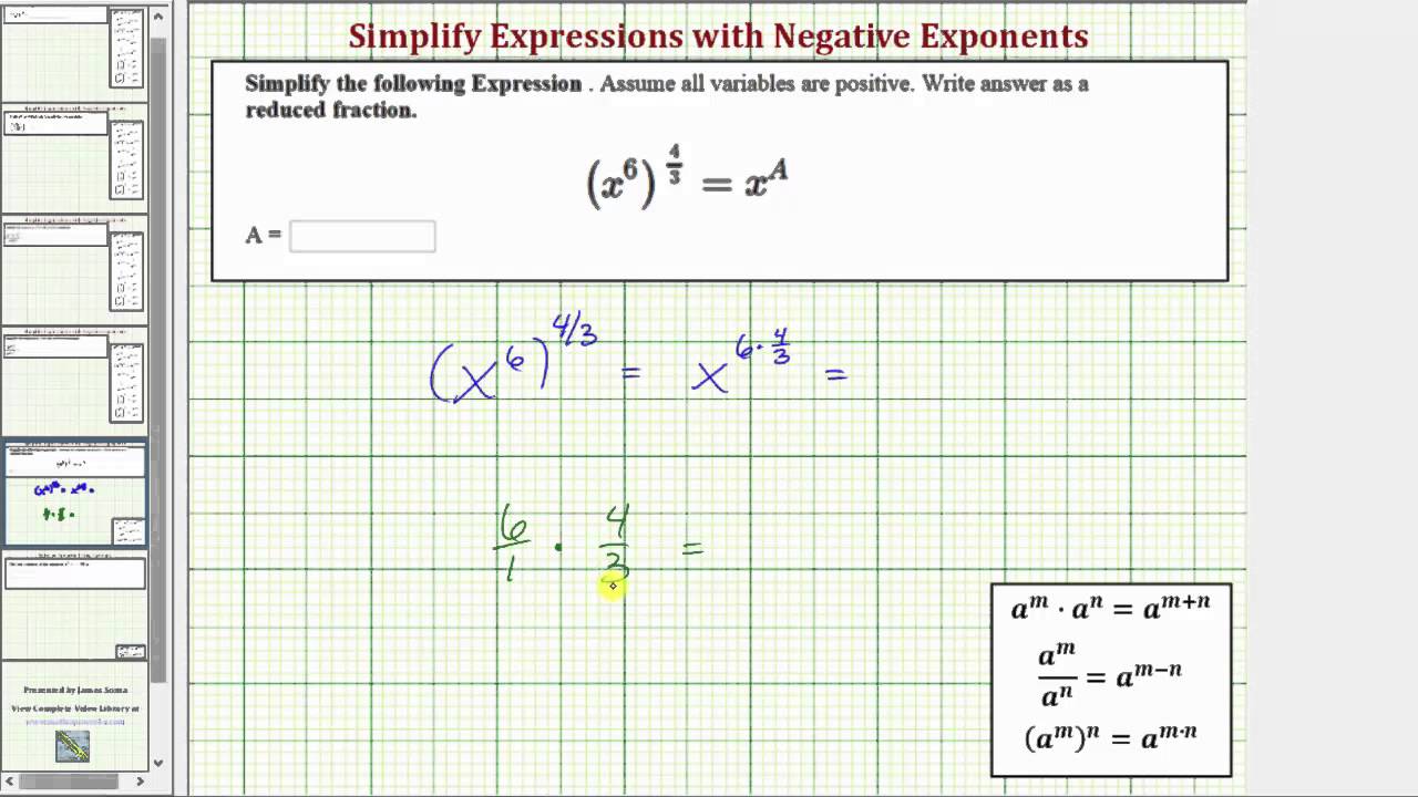 Ex: Simplify Variable Expression with Exponents - Power to Fractional Power