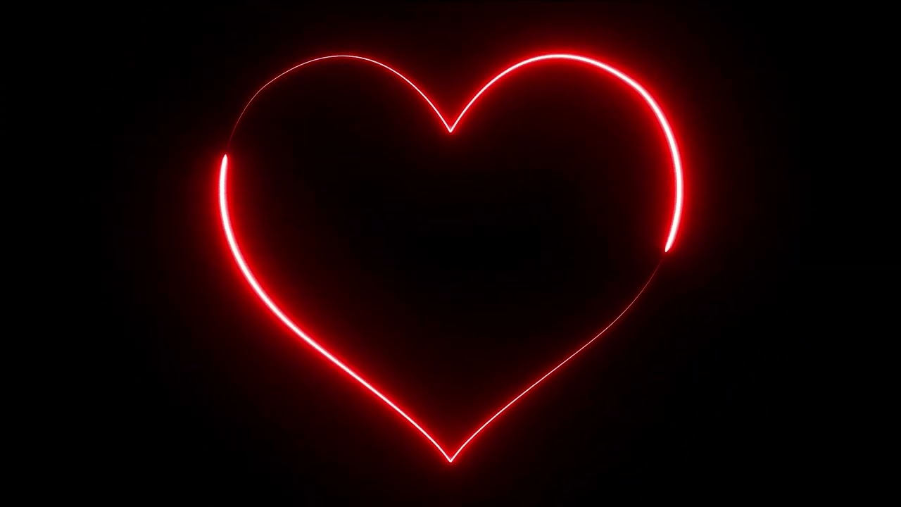 No Copyright Royalty Free Red Neon Heart Shape Frame Seamless Loop || Creative Valley