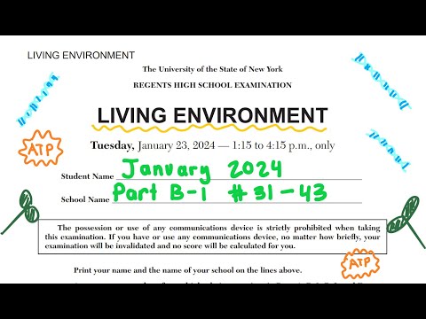 January 2024 Living Environment Regents Review (Part B-1 #31-43)
