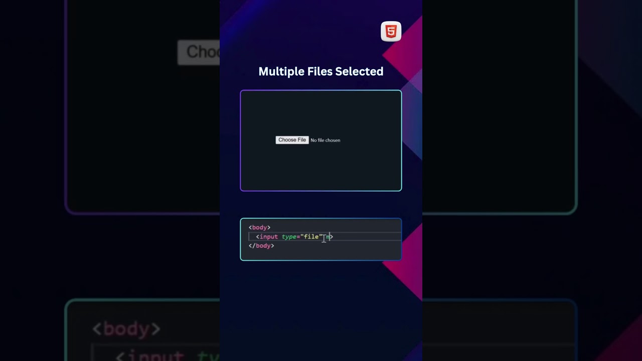 📂 Select Multiple Files Using HTML & CSS! 🚀 | Easy File Upload Tutorial 🔥 #shorts #shortvideo #video