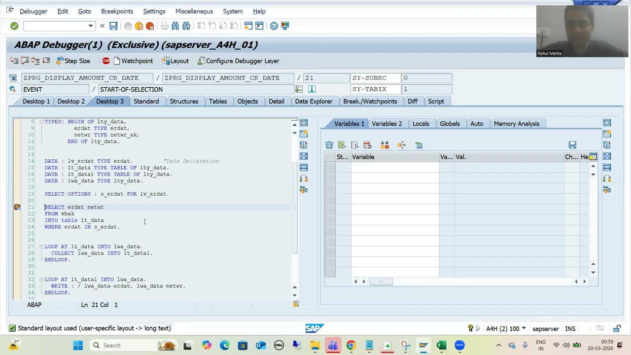 74 - ABAP on HANA - Eclipse ADT Editor Debugging Vs. SAP GUI Editor Debugging
