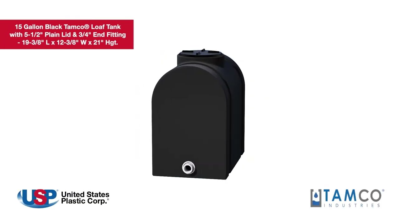 3D-15 Gallon Black Tamco® Loaf Tank with 3/4