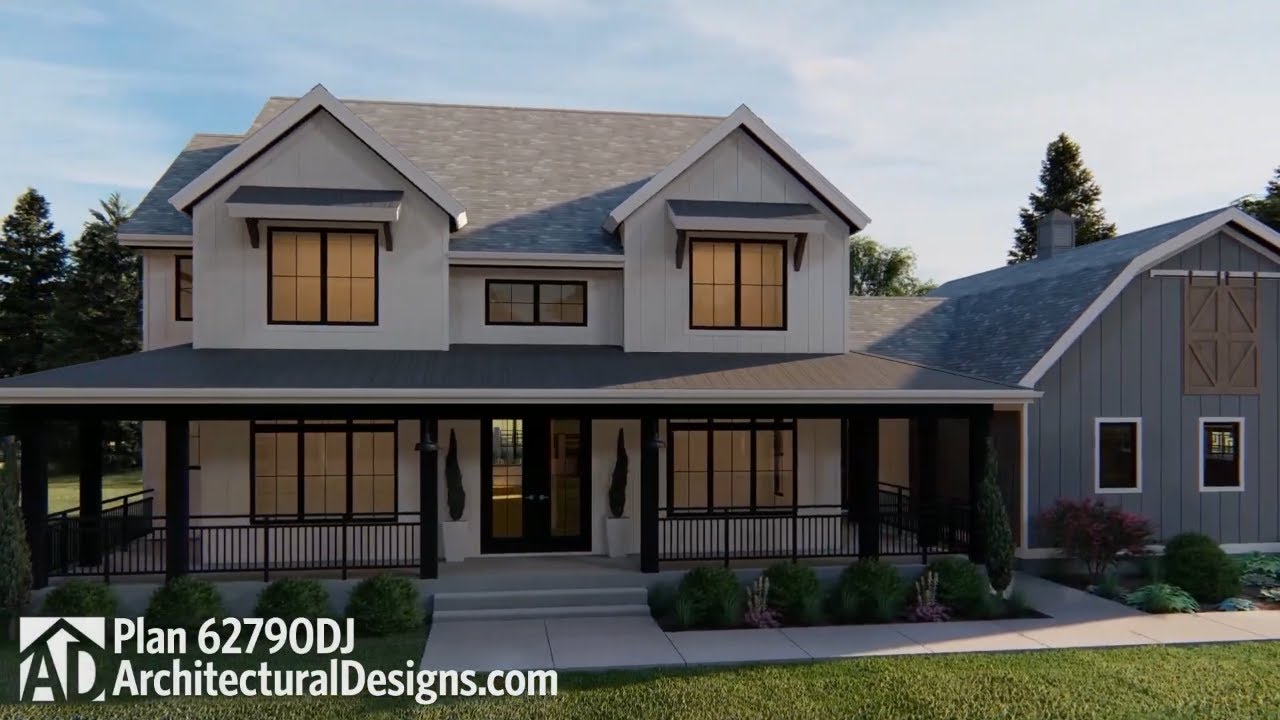 Two-Story 4-Bedroom Modern Farmhouse With Side Load Barn Style Garage ...