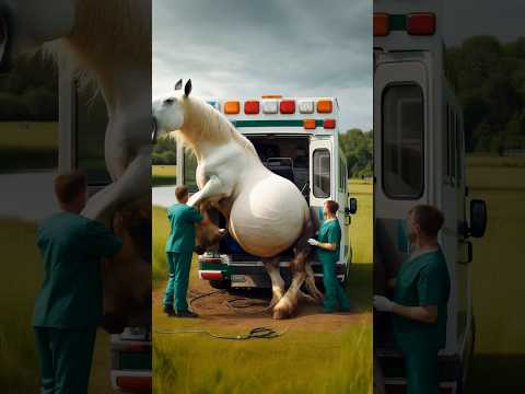 Pregnant mare birth two cute baby foal after rescuing#mare #horse #horselover #pragnent #rescuehorse
