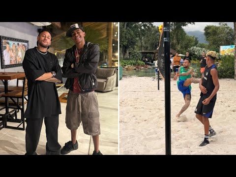 Neymar and Lamine Yamal play footvolley