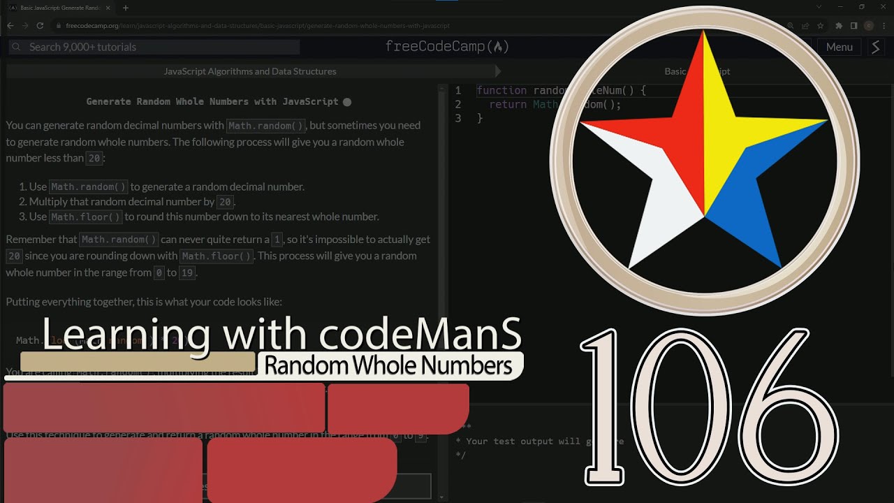 JavaScript Basic 106: Generate Random Whole Numbers with JavaScript | FreeCodeCamp