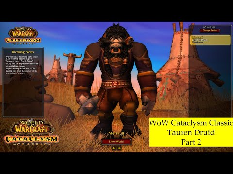WoW Cataclysm Classic - MoP Prep - Tauren Druid Longplay- Pt 2 | Chill Relaxing Gameplay & Leveling