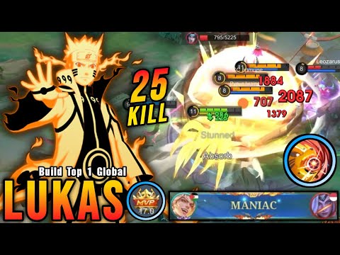 25 Kills + MANIAC!! MVP 17.0 Points Lukas Exp Lane Monster!! - Build Top 1 Global Lukas ~ MLBB
