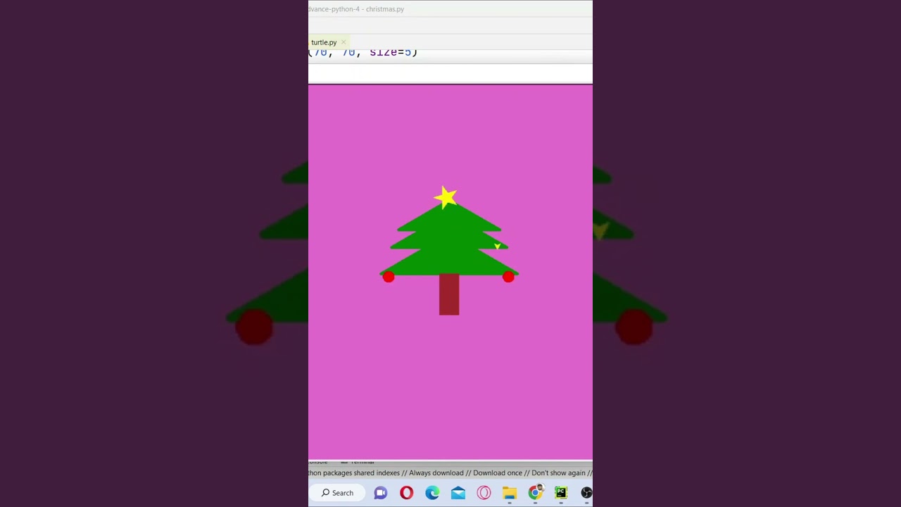 Christmas Tree Using Python turtle Graphics #learnwithajitmore