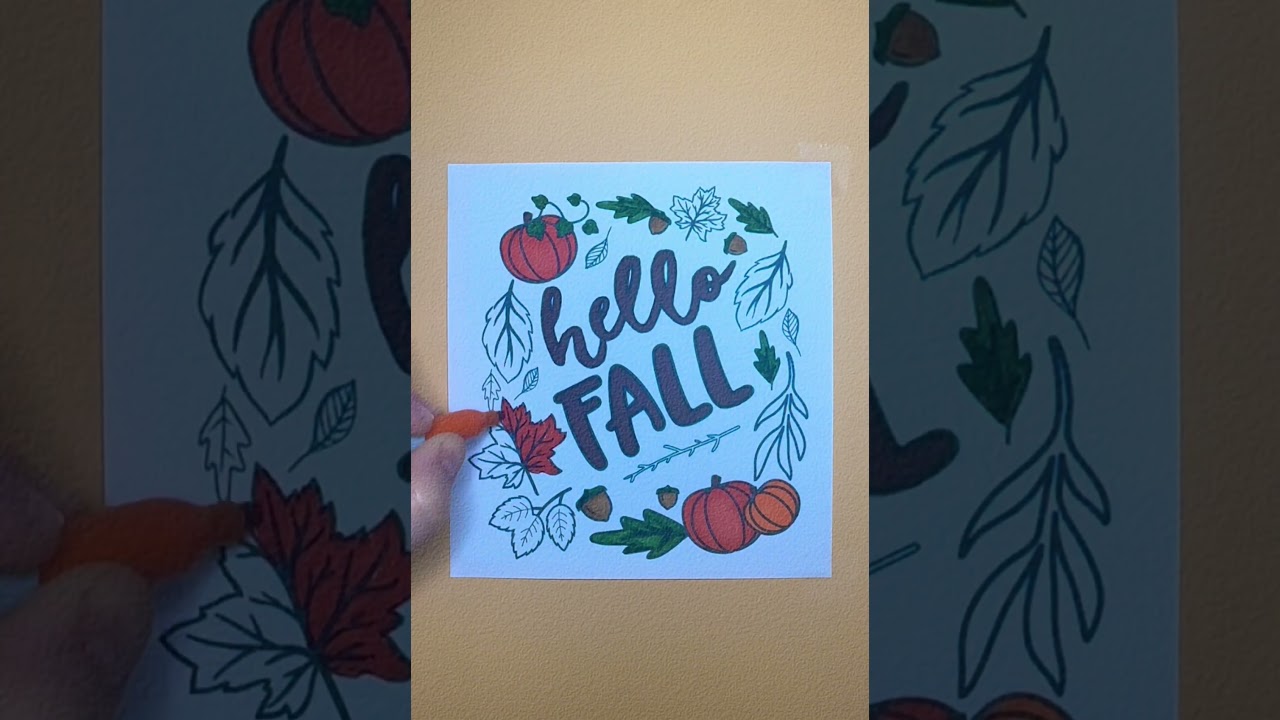 🍂🍁🎃Hello Fall Autumn Colouring #shorts #fall #autumn #relaxing #colouring #markers #lefthanded