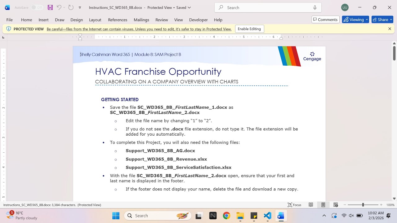 Shelly Cashman Word 365 | Module 8: SAM Project B HVAC Franchise Opportunity