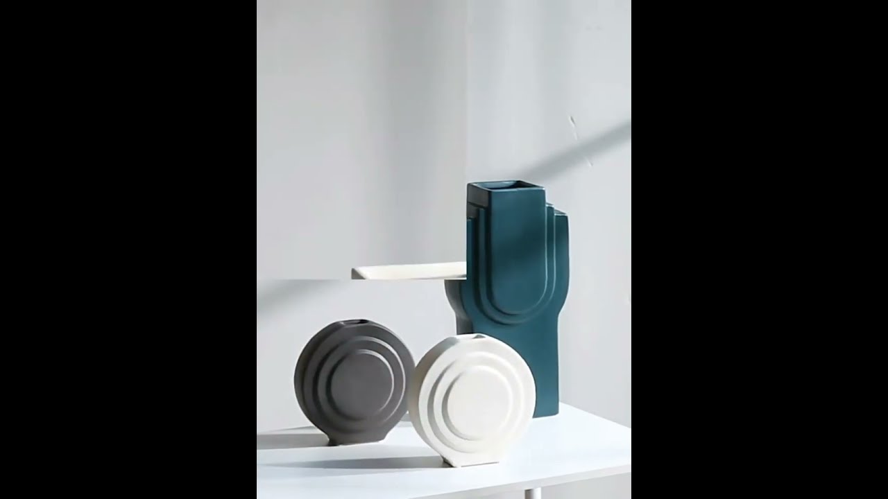 White Blue Ceramic Vase for Dried Flowers, Vase Decor, Modern Home Decor Vase, Farmhouse Decor