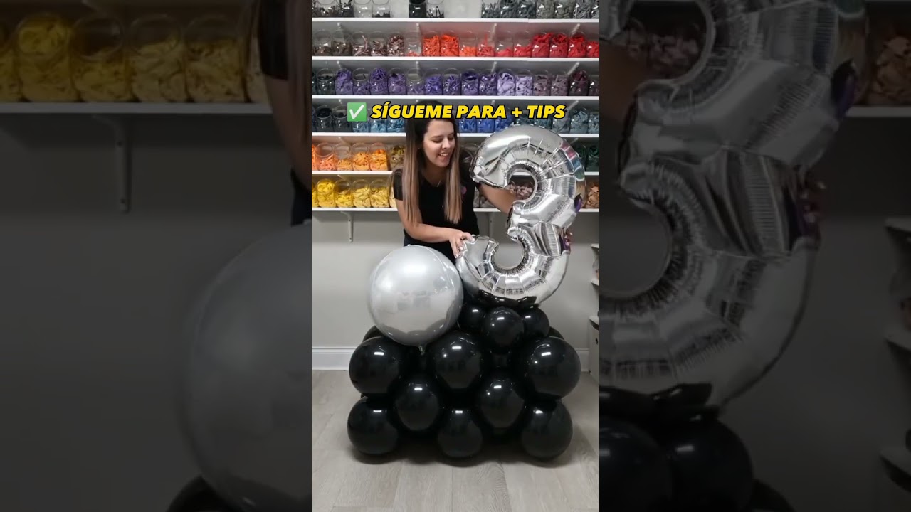 Tip: Bouquet de Globos 🖤🎈😁🤗🥳#globos #fiesta #decoracionconglobos #sempertex #emprendimiento