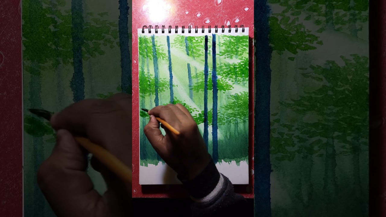 Magical Forest Scenery 🌿✨ | Watercolor Painting #Shorts #Art #WatercolorPainting #fypシ゚ #paintpulse