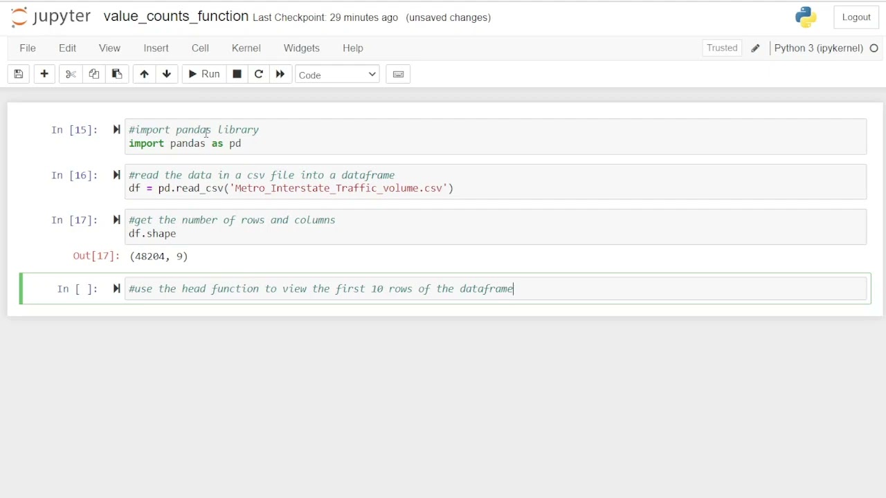 How to use the value_counts function in python
