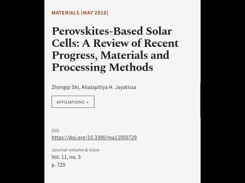 Perovskites-Based Solar Cells: A Review of Recent Progress, Materials and Processing ... | RTCL.TV
