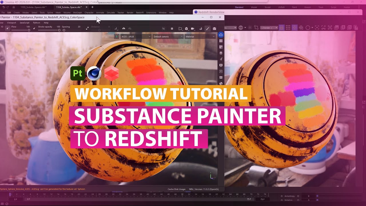 Substance Painter to Redshift Workflow (ACEScg) | Cinema 4D Tutorial