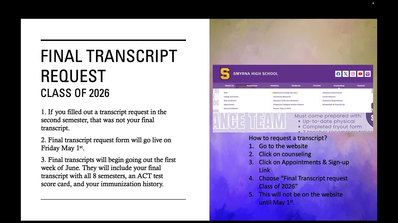 Requesting your Final Transcript Class of 2026