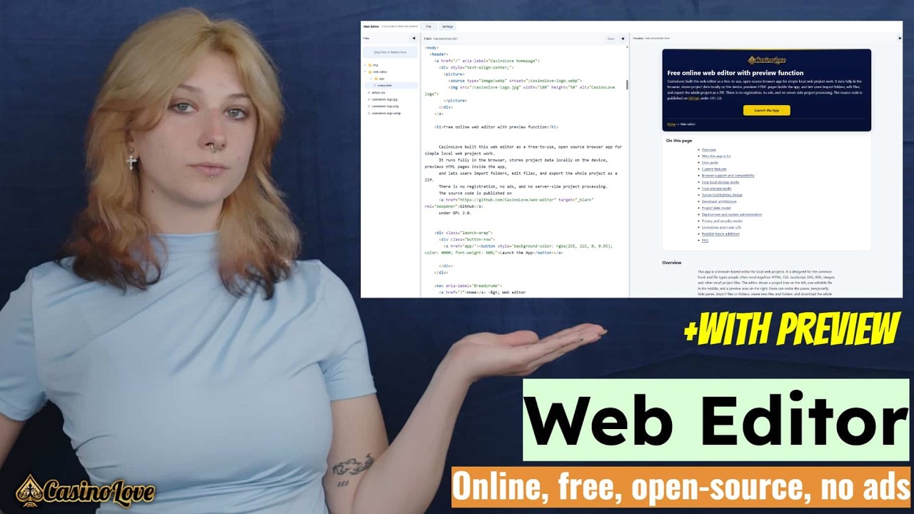 Free Online Web Editor: HTML, CSS & JS Code Editor with Live Preview for static sites (open source)