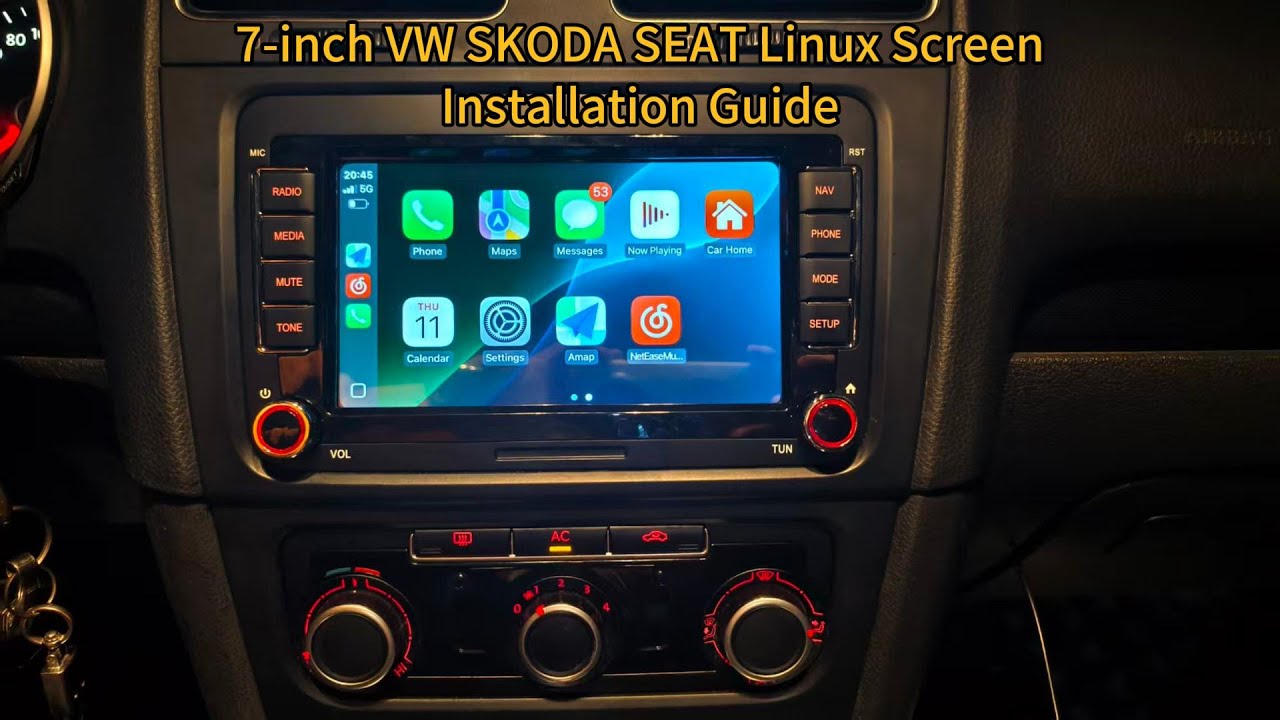 VW Golf 7 inch Apple Carplay & Android Auto Installation | Retrofit (How To) Skoda SEAT Linux Screen