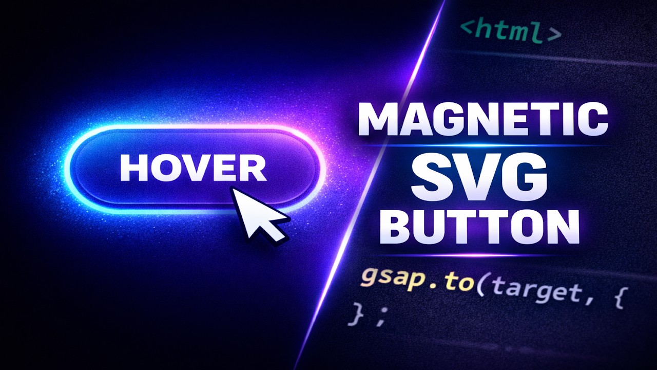 Magnetic SVG Button Animation with GSAP | HTML CSS JavaScript Tutorial (Step-by-Step)