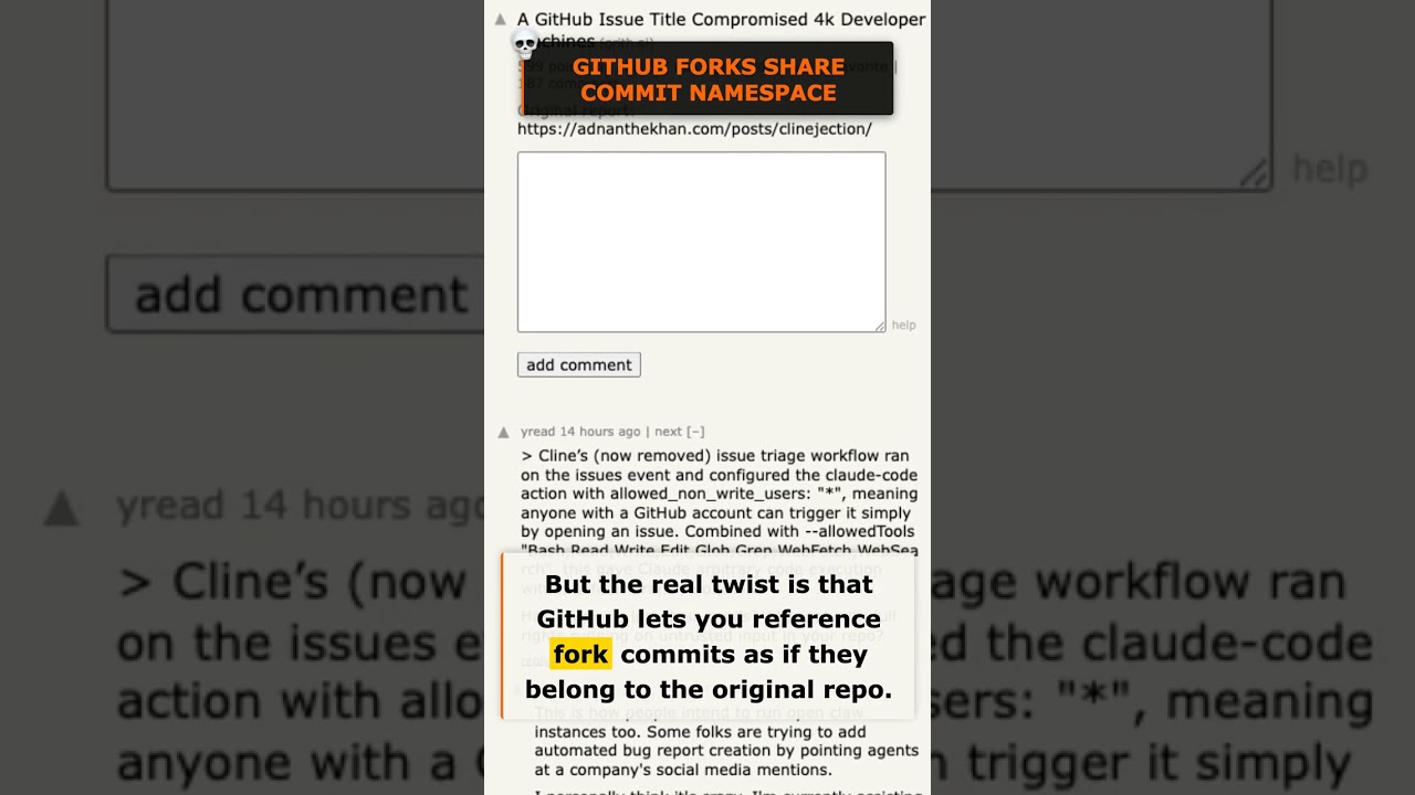 #GitHub issue title hacked 4k dev machines via #AI prompt injection #HackerNews #npm #Cline