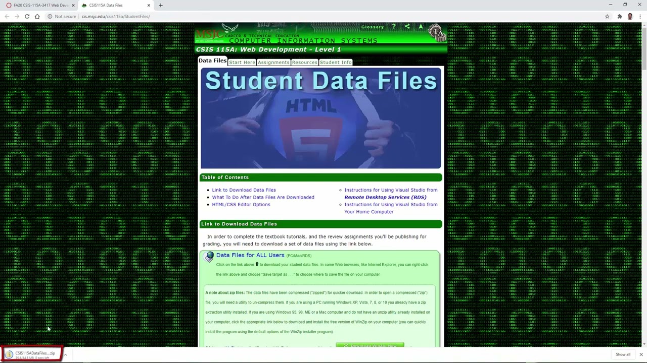 Accessing the Student Data Files