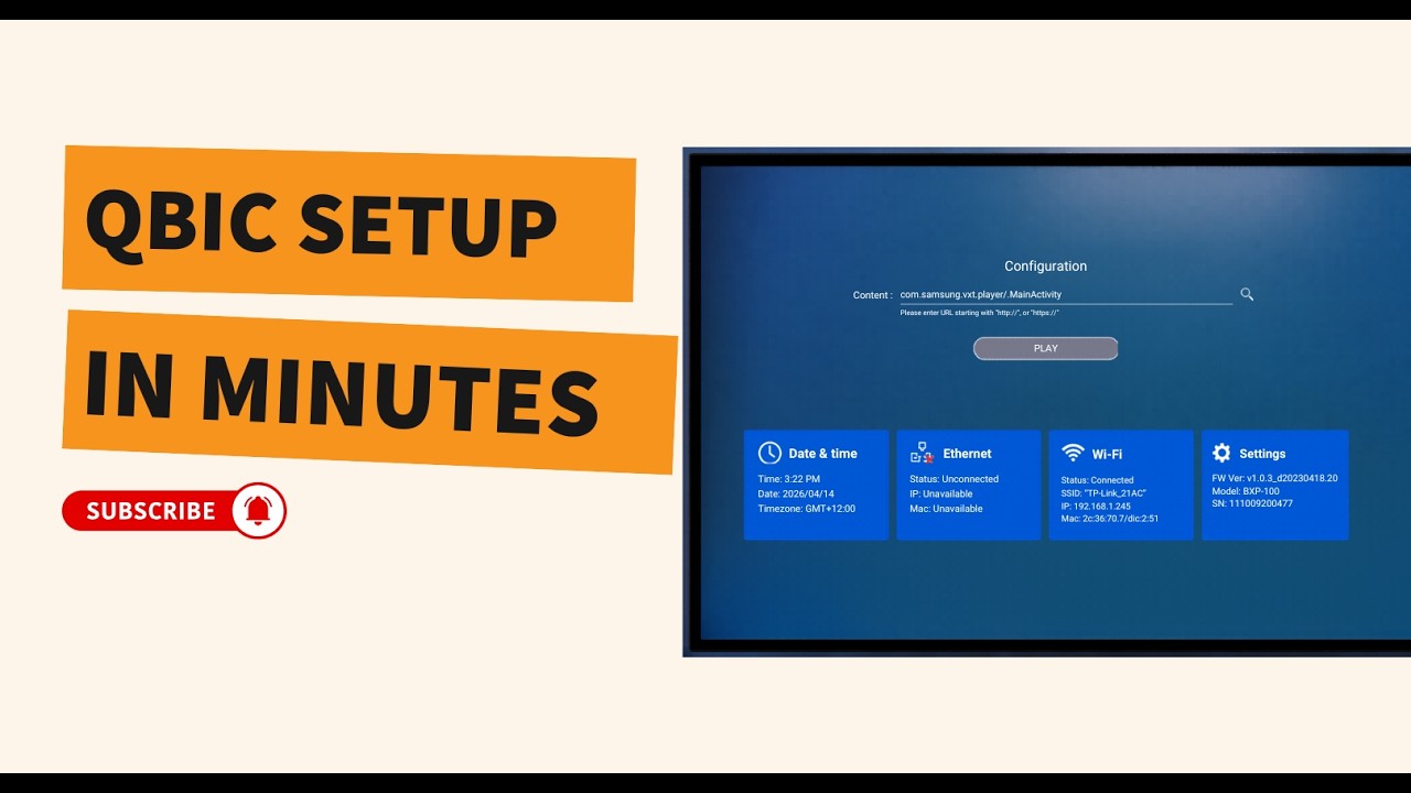 Qbic Device Setup Guide | Wi-Fi, Time & Display Settings