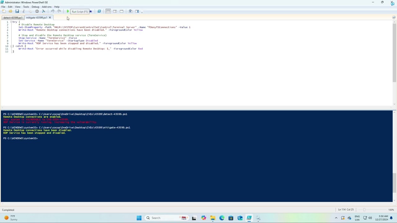 CVE-2024-43599 - Remote Desktop Client Remote Code Execution Vulnerability - Mitigation Script ...