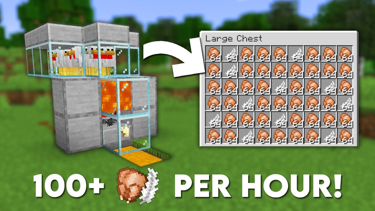 Minecraft Easy Chicken Farm Tutorial - 100+ Per Hour