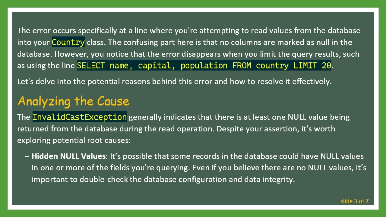 Resolving InvalidCastException in Npgsql Queries