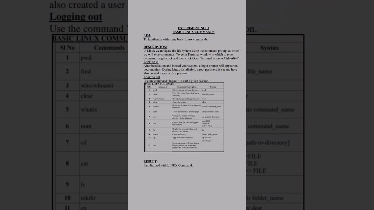 #operating system lab|KTU|experiment no. 1