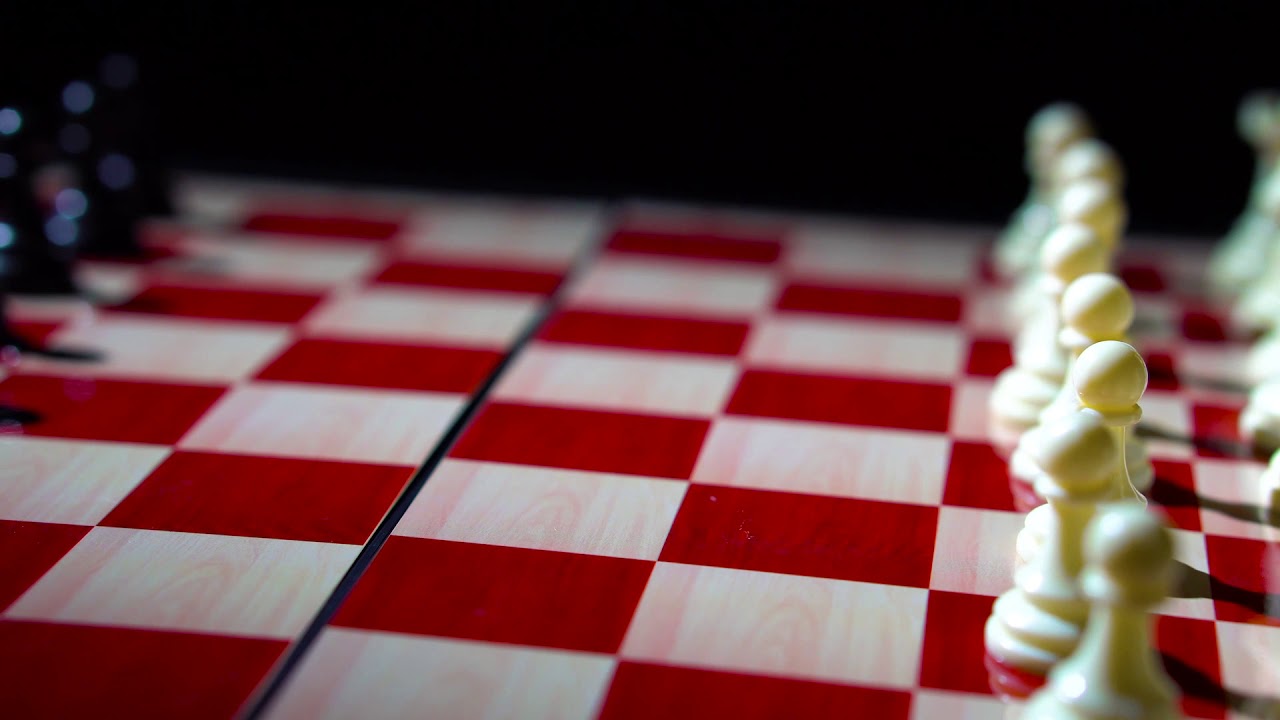 Chessboard and chess pieces from white to black (No Copyright Royalty Free Stock Footage)