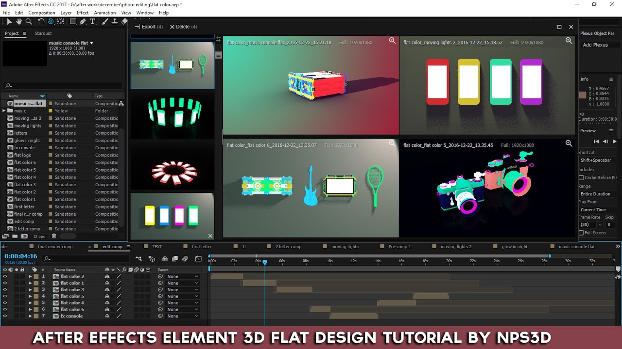 AFTER EFFECTS ELEMENT 3D FLAT DESIGN TUTORIAL BY NPS3D