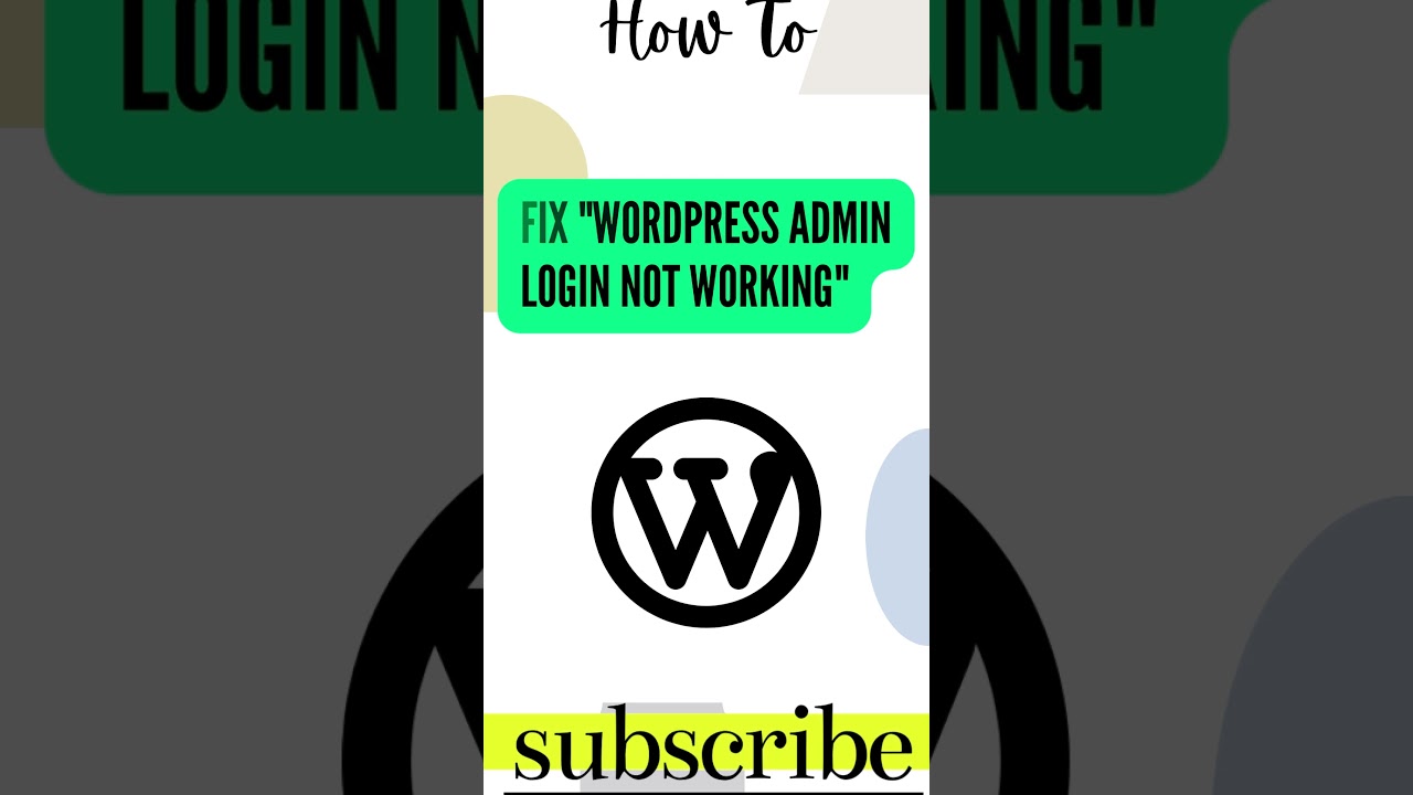 Fix WordPress Admin Login Not Working