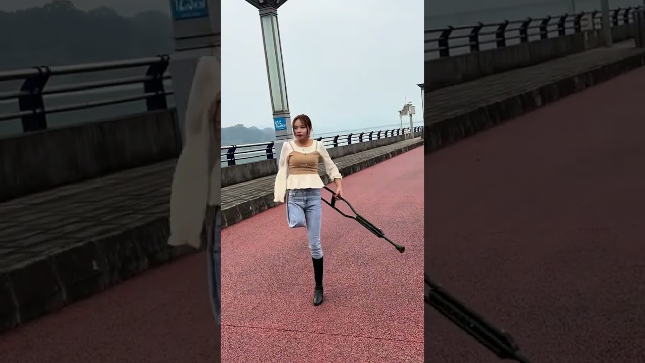 Abby OOE amputee getting up off the ground