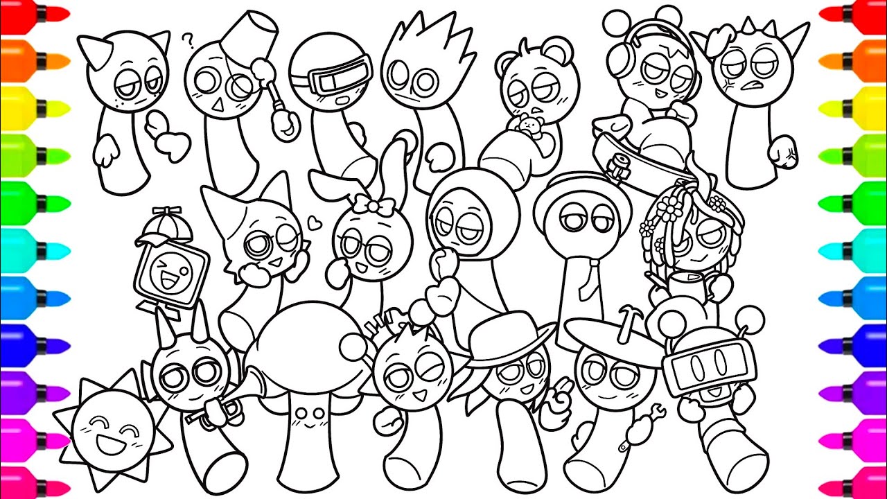 Incredibox Sprunki Coloring Page - CUTE / How to Color All Characters