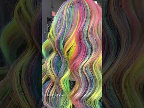 Rainbow hair color text to speech ||Rainbow ðð hair color tutorial the hair looks #shorts