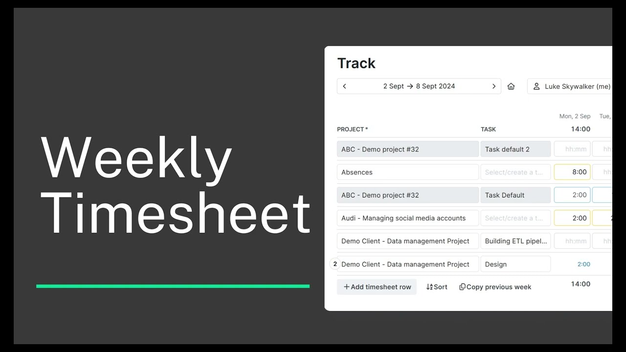 Weekly Timesheet in My Hours