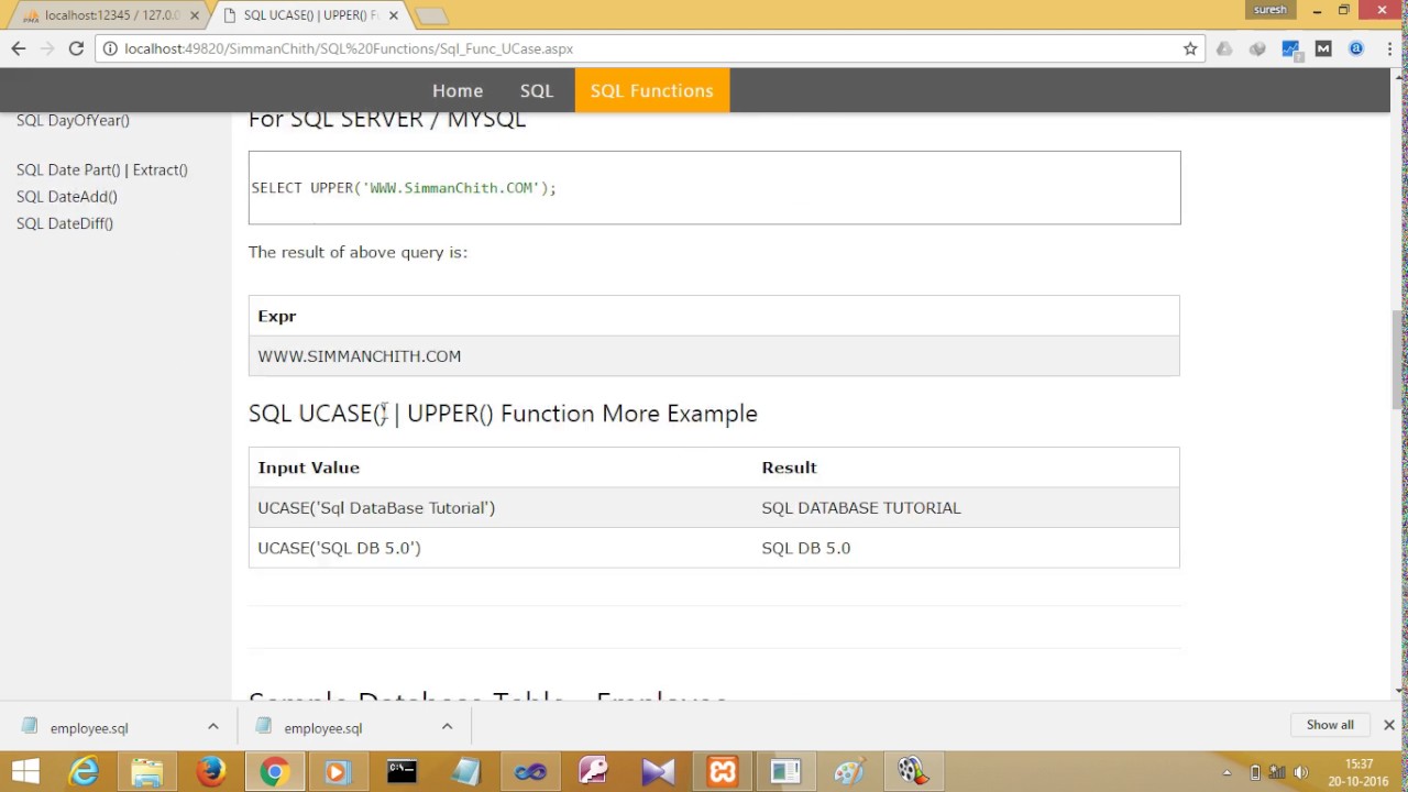SQL UCASE() | UPPER() Function