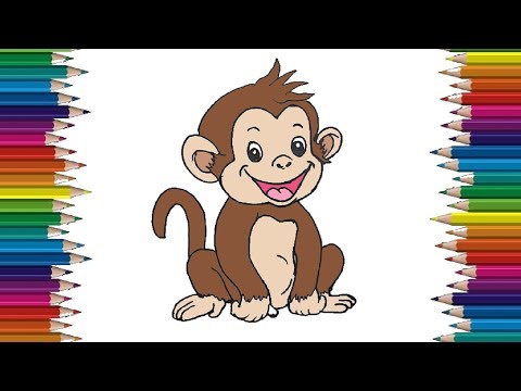 How to draw a baby monkey cute and easy | Cartoon monkey drawing step by step