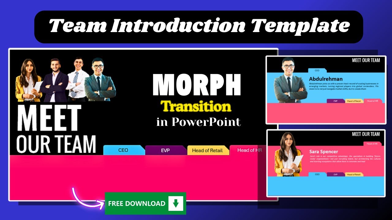 Team Introduction Slide in PowerPoint | Morph Transition Tutorial + Free Template