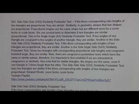 CreatorMath.com Geometry Vocabulary 083. Side Side Side (SSS) Similarity Postulate/ Test -- If the t