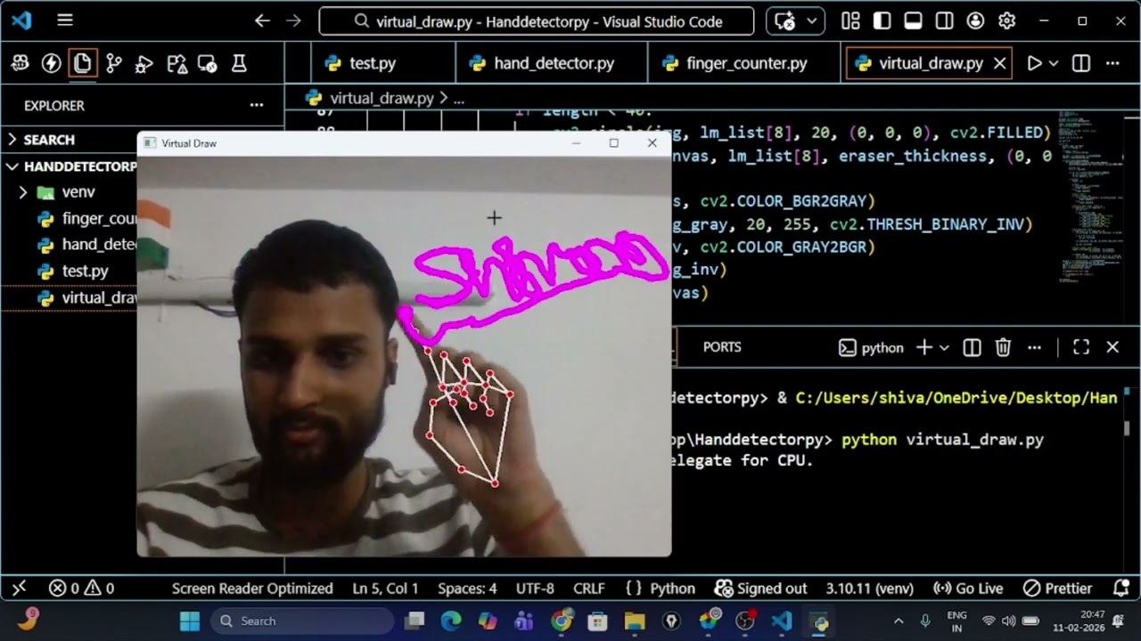 Virtual Drawing App Using Python | Hand Gesture Drawing with MediaPipe & OpenCV