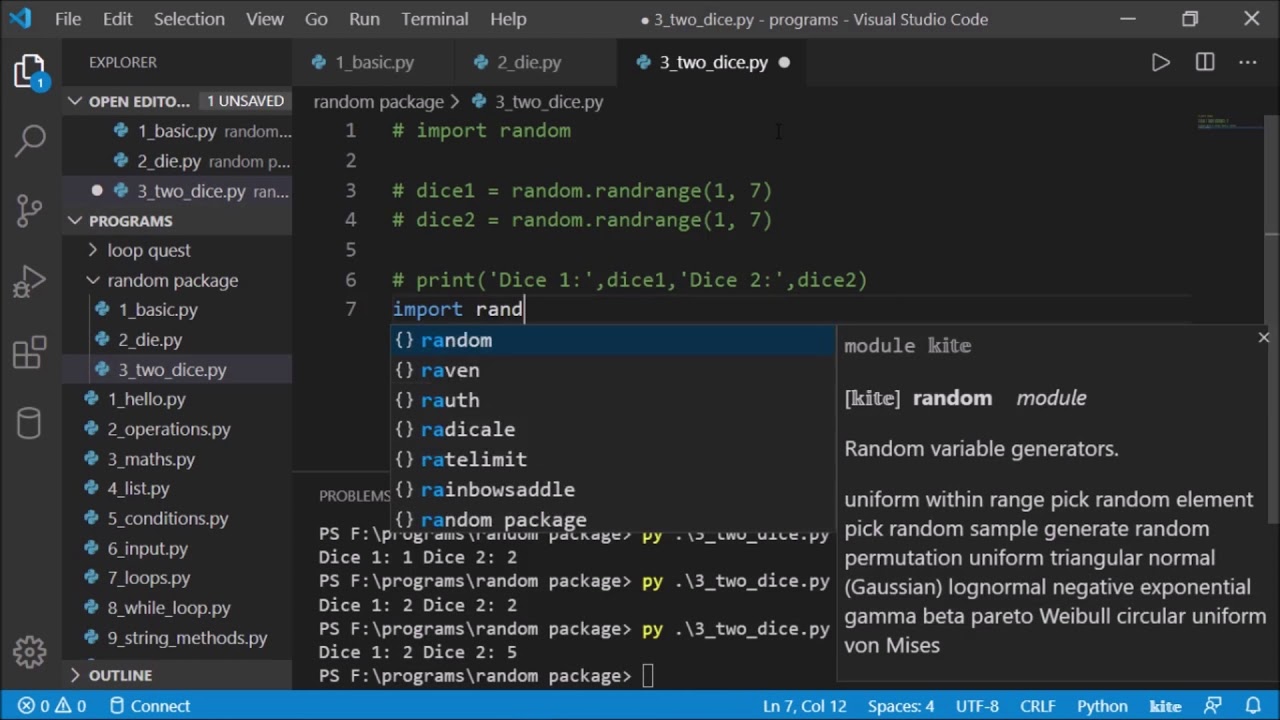 3. Two Dice Game Simulation in Python - Python Tutorial